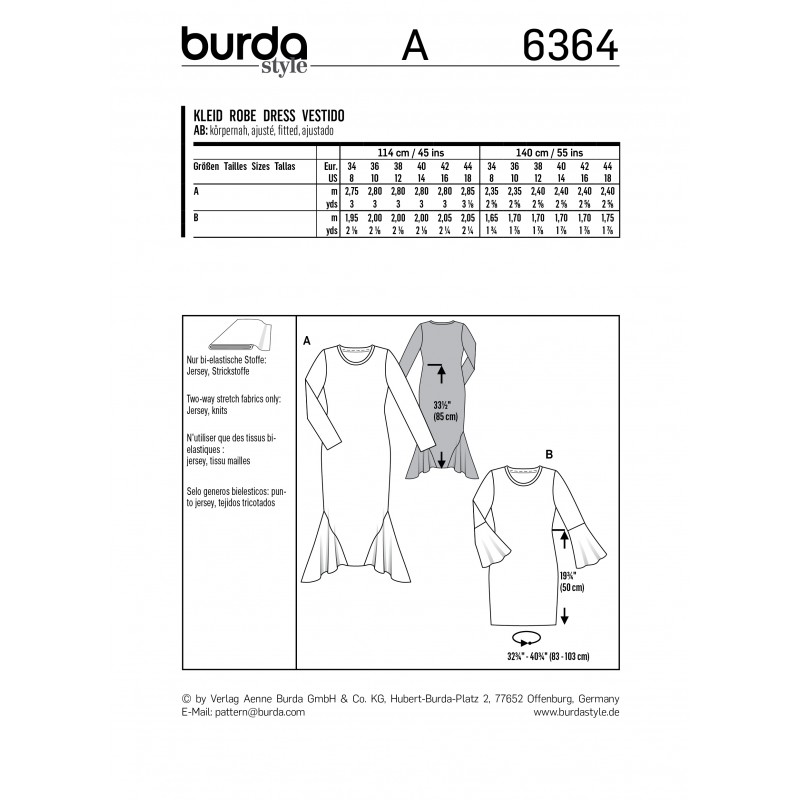 Patron robe femme Burda N°6364