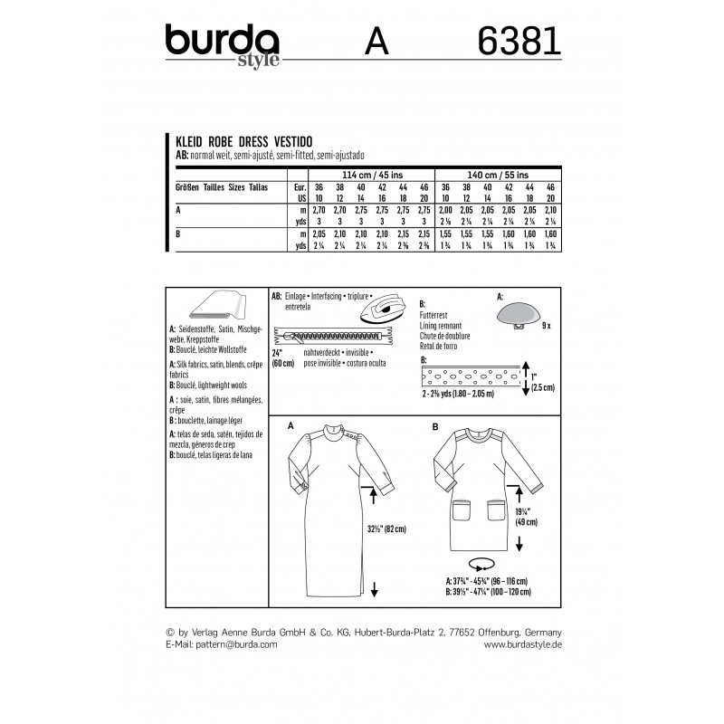 Patron Robe Femme Burda N°6381