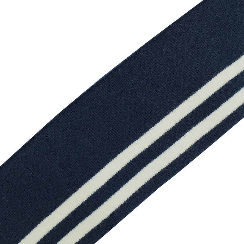 Navy blue striped ribbed fabric for cuffs and hems
