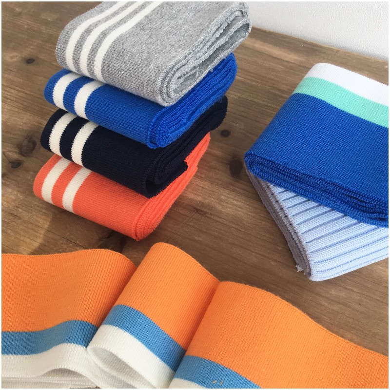 Black Striped Ribbed Fabric Cuffs & Hems