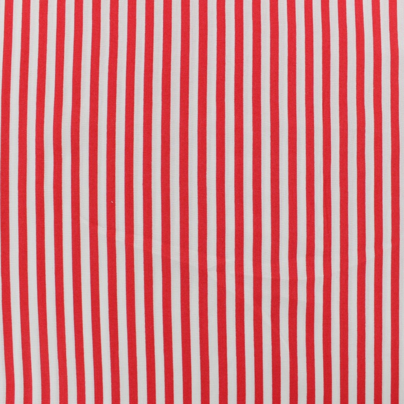 Tissu Viscose à rayures Charline rouge et blanc - MPM