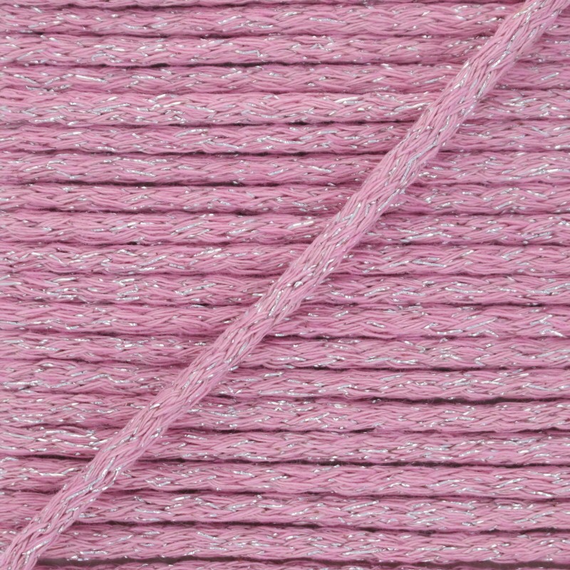Rubanerie: Cordon rond lurex 6mm - rose - MPM