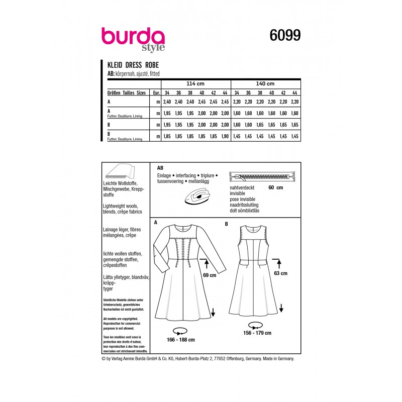 Patron robe trapèze Femme - Burda n°6099 - MPM