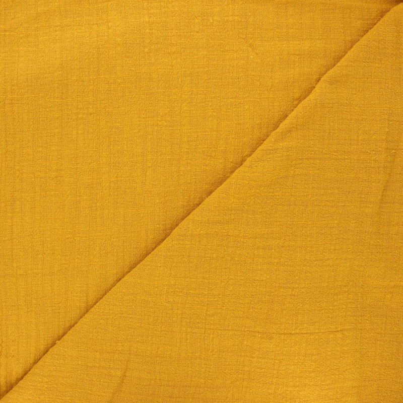 Flamed cotton voile fabric - mustard yellow Victorine Flamed cotton voile fabric - mustard yellow Victorine