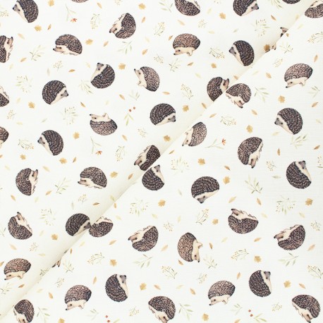 Dear Stella cotton fabric Little fawn & friends - raw Hedgehogs