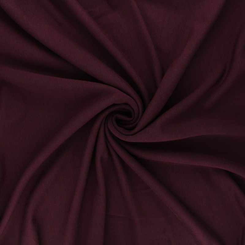 Tissu modal : Tissu sweat léger Modal uni - lie de vin - MPM