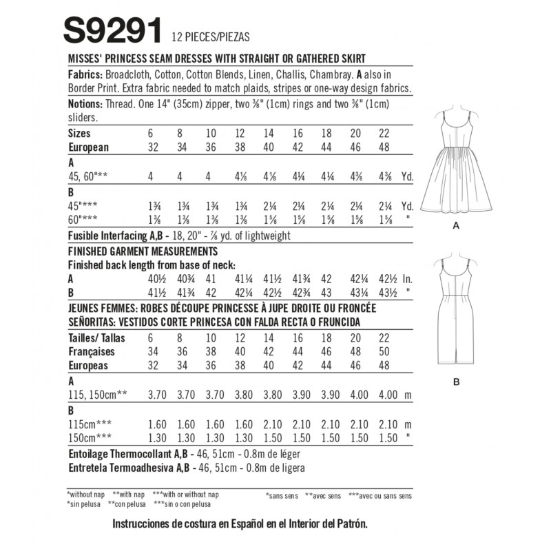 Patron Vintage Robe droite ou évasée Femme - Simplicity n°S9291 - MPM