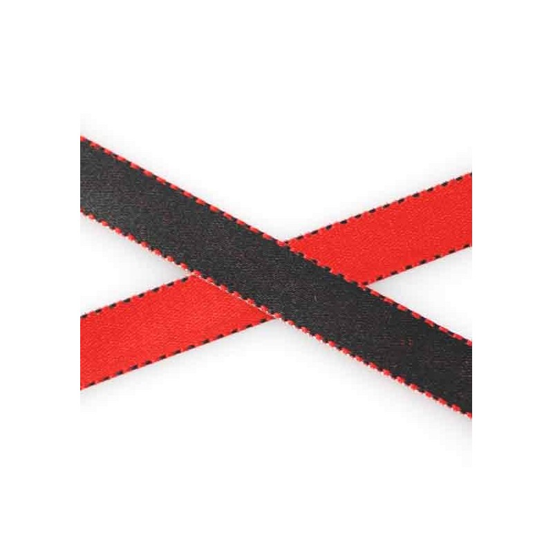 Ruban satin bicolore rouge/noir 10 mm - Ma Petite Mercerie