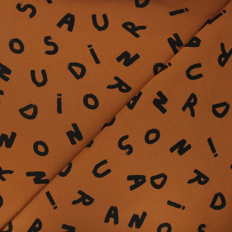 Tissu sweat Poppy Letters A - roux - Ma Petite Mercerie