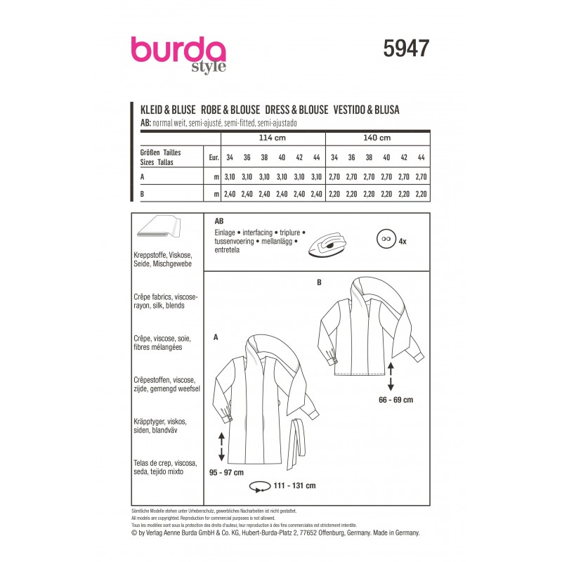 Patron robe col châle Burda n°5947 - Ma Petite Mercerie