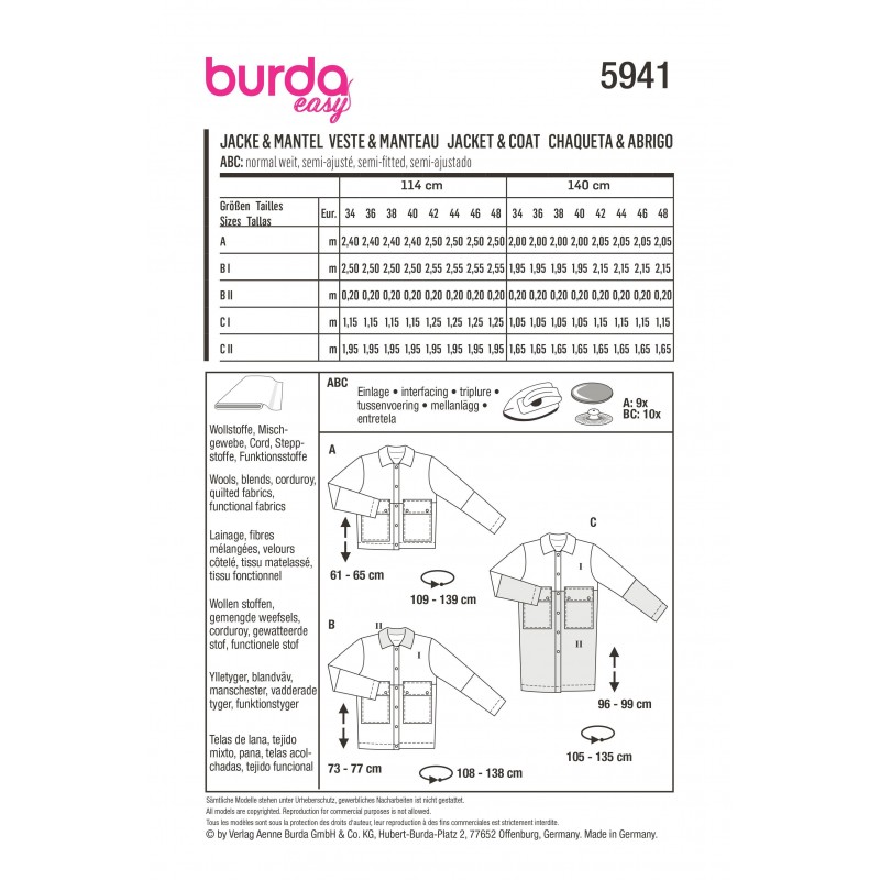 Patron veste parka Burda n°5941 - Ma Petite Mercerie