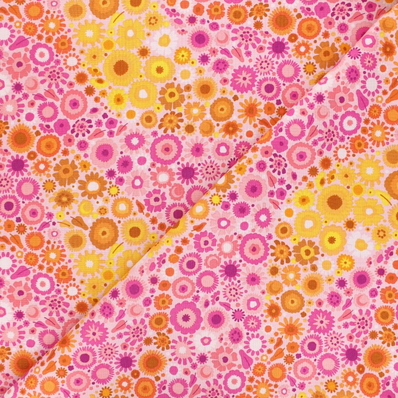 Tissu coton Makower UK Thicket Zinnia - rose - Ma Petite Mercerie