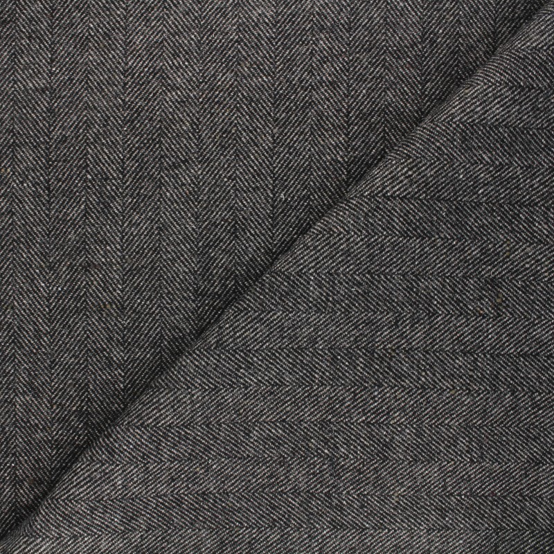 Tissu lainage chevrons Shelby - noir - Ma Petite Mercerie