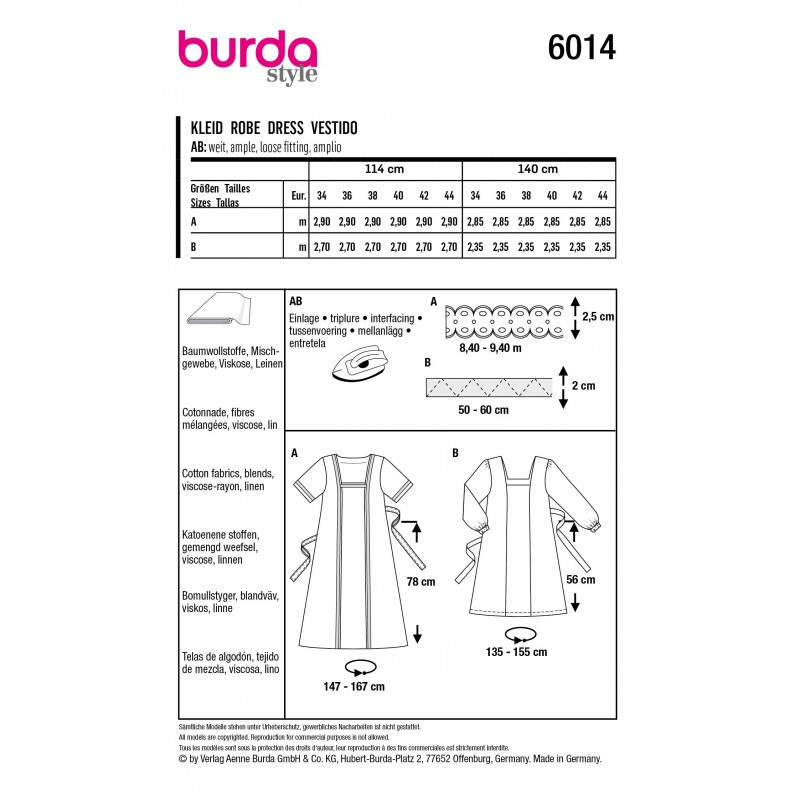 Patron robe femme - Burda n°6014 - Ma Petite Mercerie