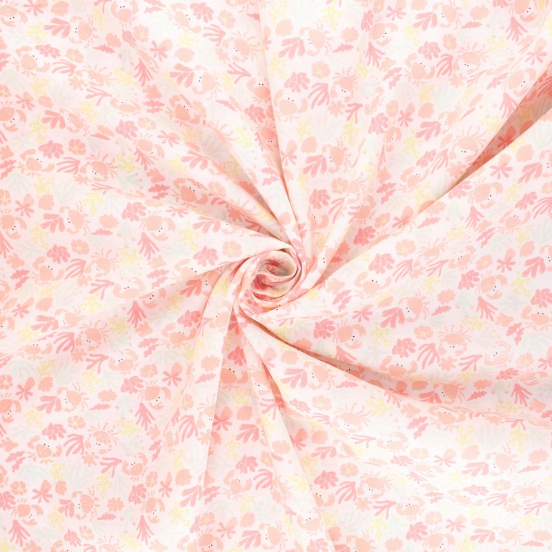 Tissu voile de coton Katia Fabrics Crabs and coral - blanc - MPM