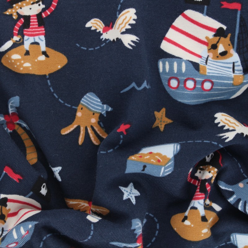 Tissu jersey Poppy Pirates - bleu marine - MPM