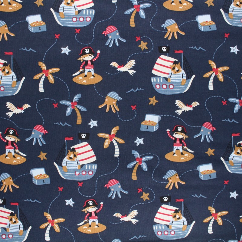 Tissu jersey Poppy Pirates - bleu marine - MPM