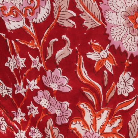 Tissu indien au metre Varanasi - rouge