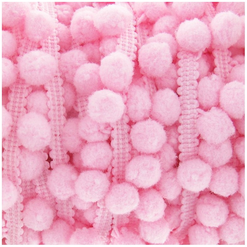 Galon petit pompon rose