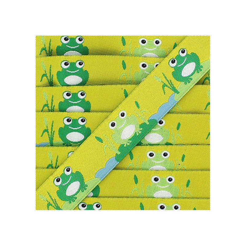 Woven Ribbon, frogs - Lime - Ma Petite Mercerie