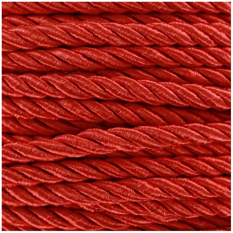Cordon torsadé satiné 5 mm rouge - Ma Petite Mercerie