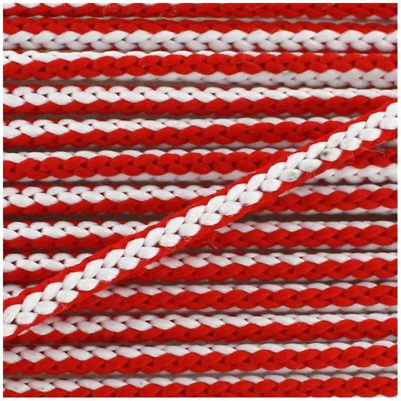 Cordon tricoté 4,5 mm - rouge/blanc - Ma Petite Mercerie