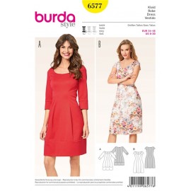 Patron Burda 2017 : Patron Robe encolure en V 4 panneaux de jupe Burda ...