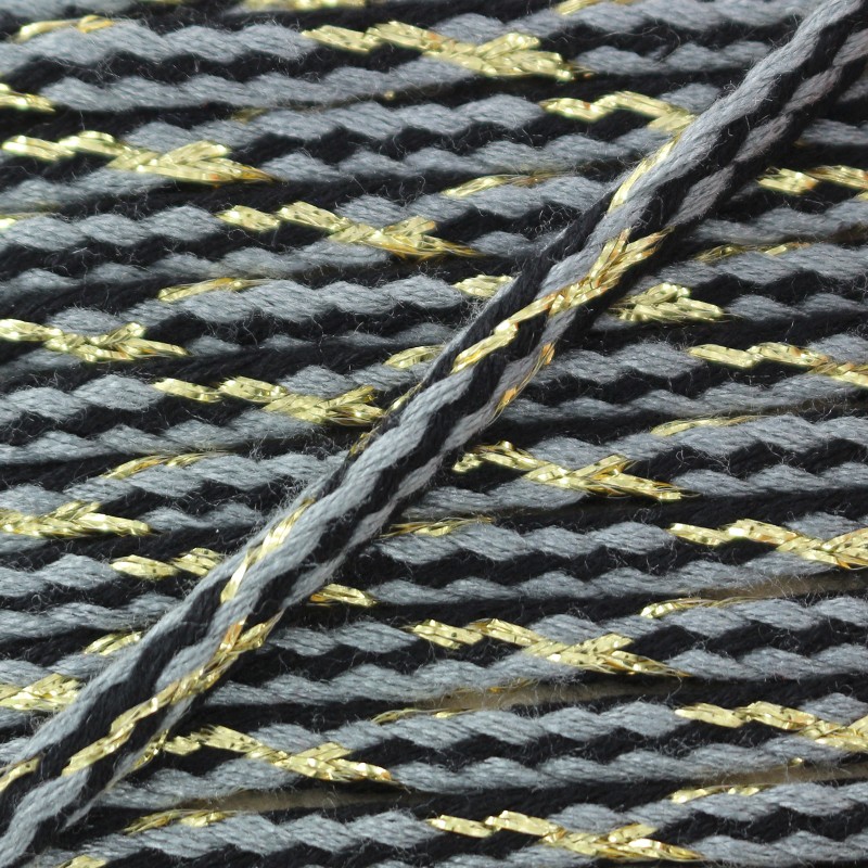 Cordon tressé lurex Festif - gris x 1m